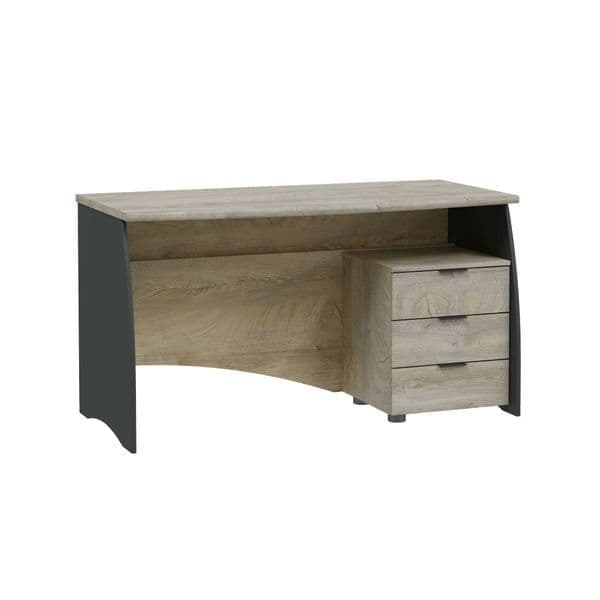 Oris Oak and Grey Large Desk With Drawers - 3121