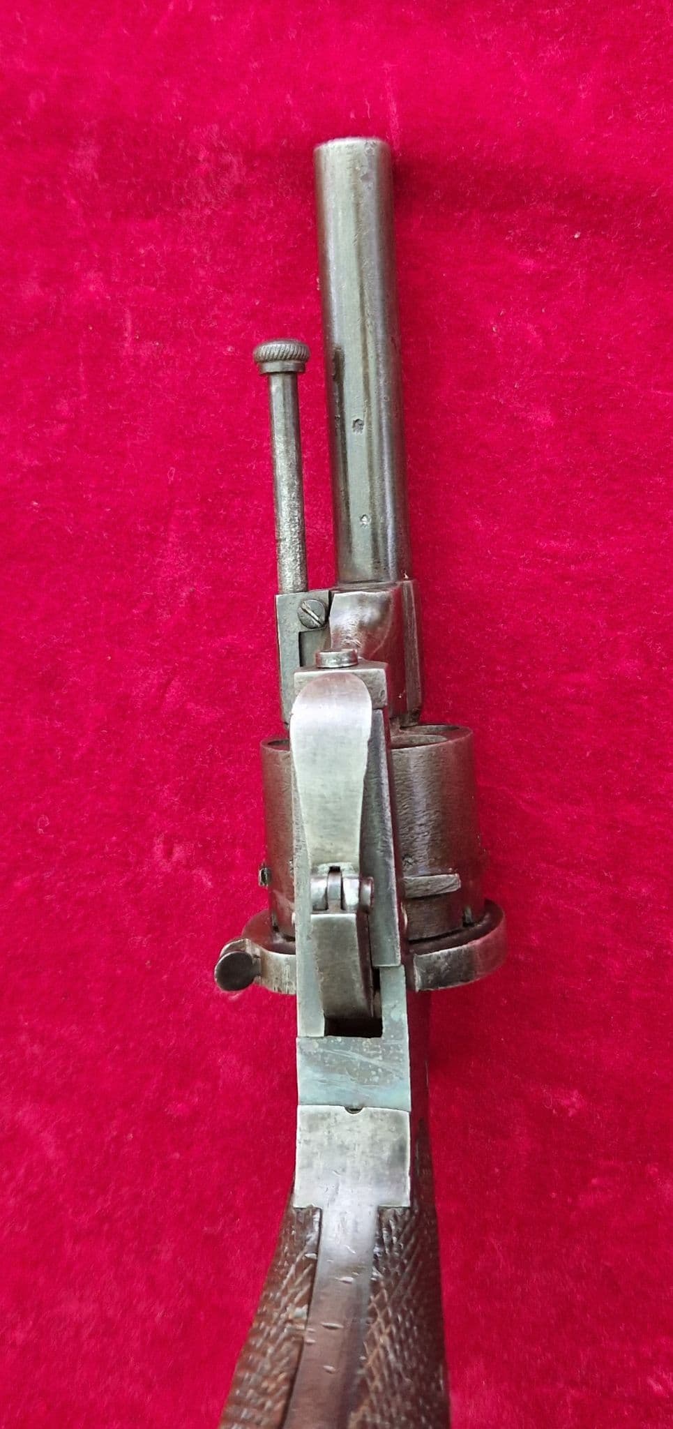 An English 7mm 6 shot pin-fire revolver with a folding trigger Circa ...
