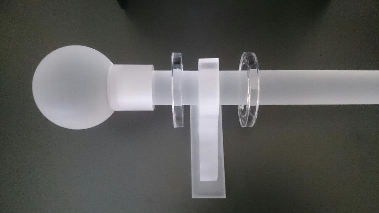 Acrylic Curtain Pole - FROSTED with Large Ball Finials