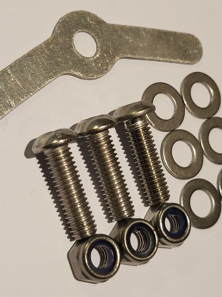 FORK CLAMP CABLE CLIP &3 M6 BUTTON BOLTS WITH M6 NUTS & WASHERS