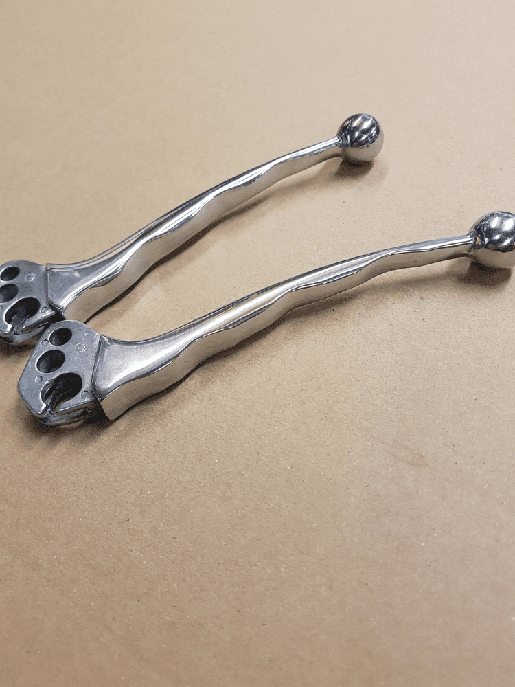 POLISHED HANDLEBAR LEVERS BALL END POLISHED WITH FINGER GRIPS Ser 3