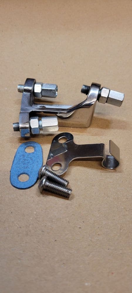 POLISHED STAINLESS STEEL ADJUSTER BLOCK WITH STAINLESS STEEL CABLE CLIP ...