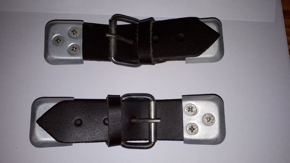 CLASSIC CAR DARK BROWN LEATHER BONNET STRAP KIT - PAIR