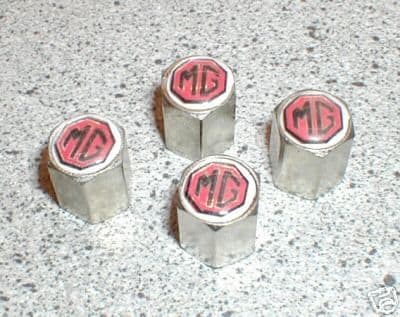 VALVE CAPS SET4 MG LOGO MGB MG MIDGET MGF