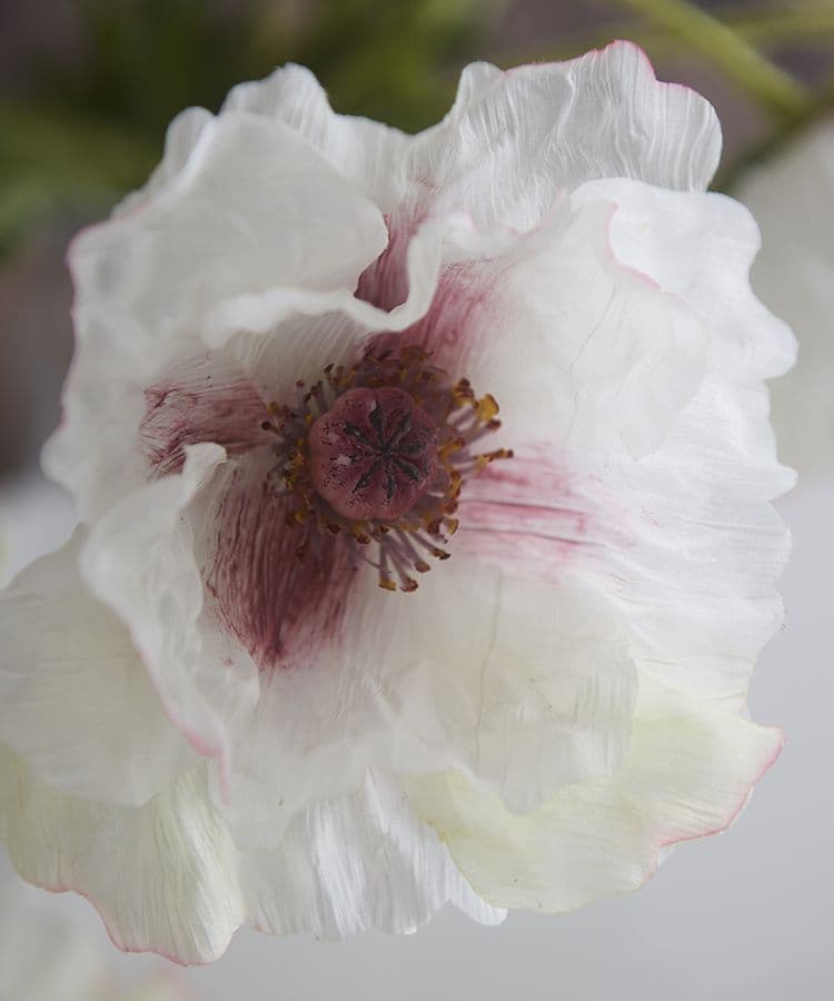 Faux white poppy arrangement