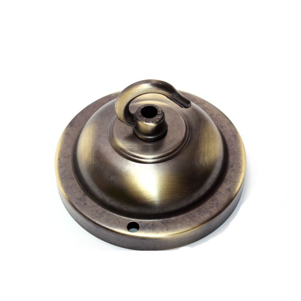 90mm Solid Brass Brushed Antique Finish Hooked Ceiling Rose Plate