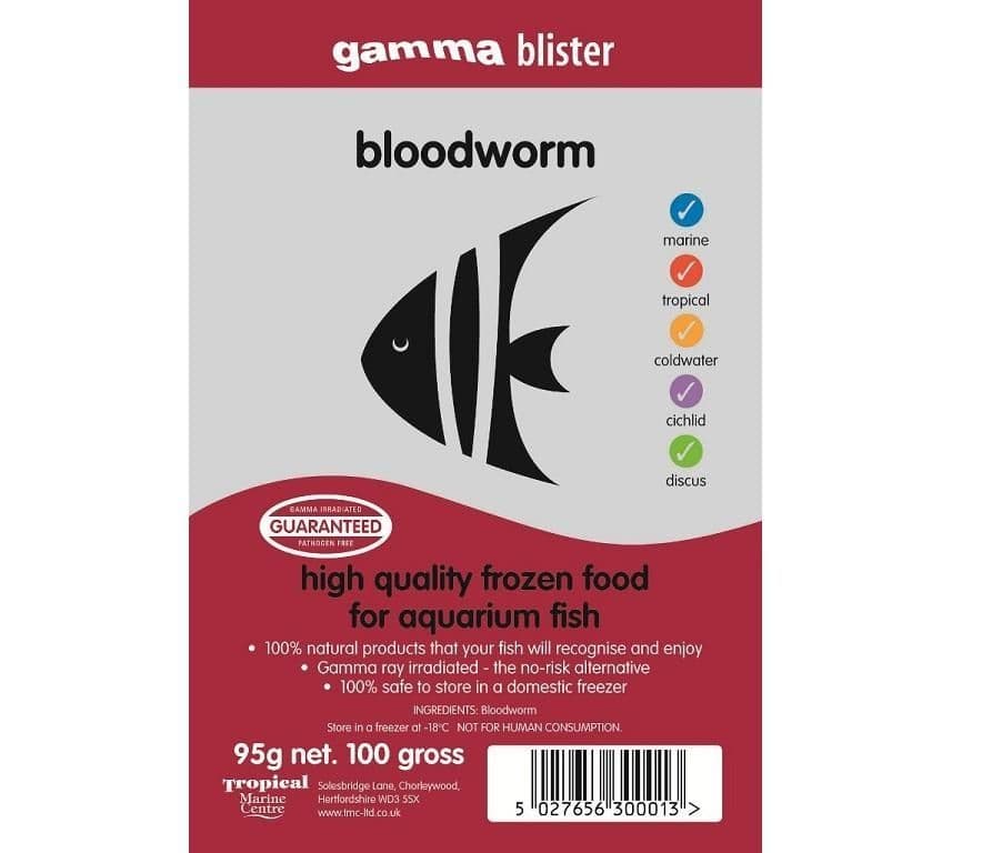 TMC Gamma Irradiated Frozen "BloodWorm" Blister pack 100g pack of 5