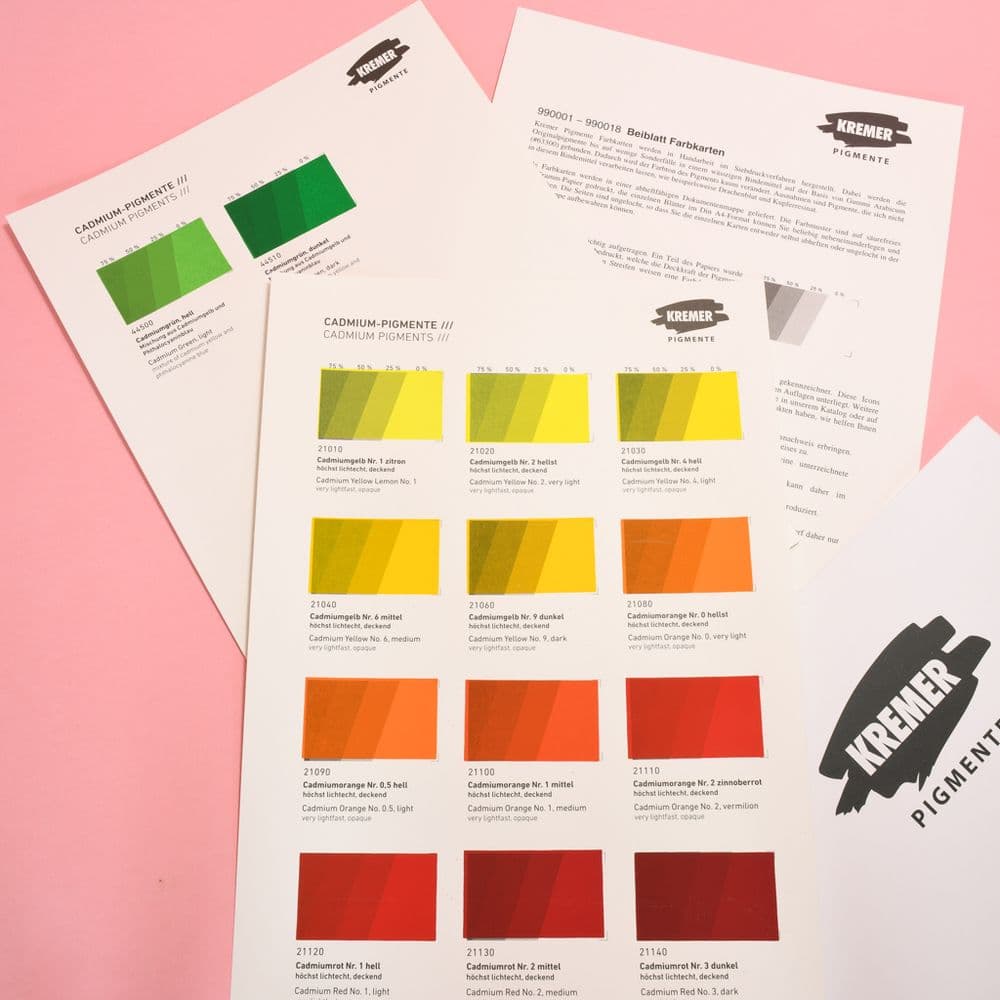 990002 Kremer Colour Chart - Cadmium Colours
