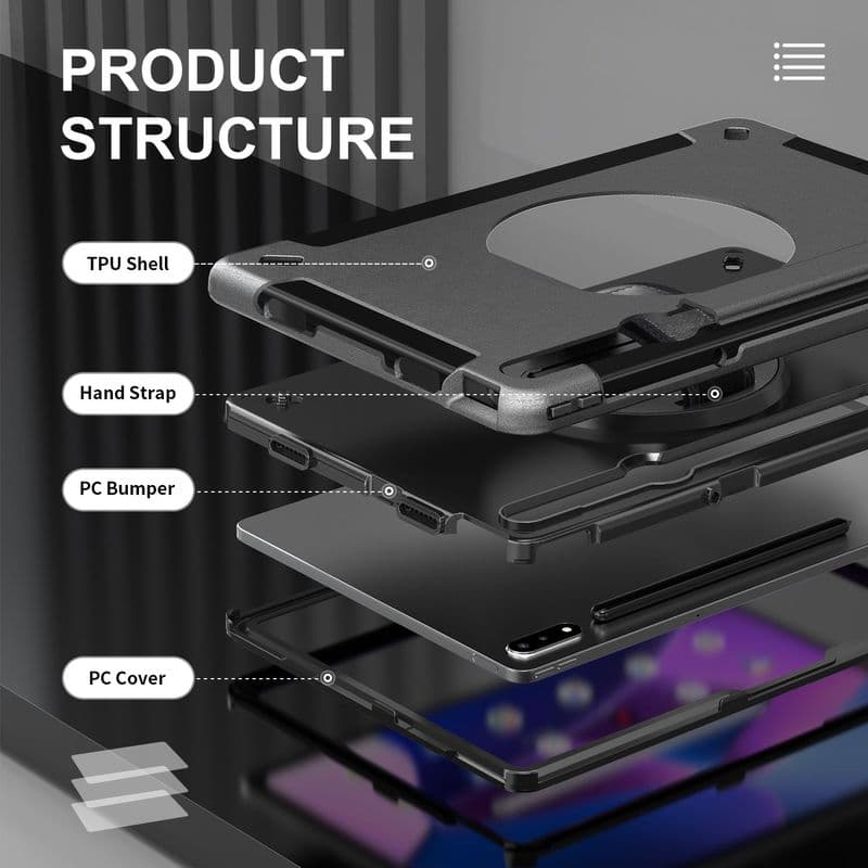 Rugged 360 case for Lenovo Tab P12 Pro 12 6" hand/shoulder strap ZA9D ...