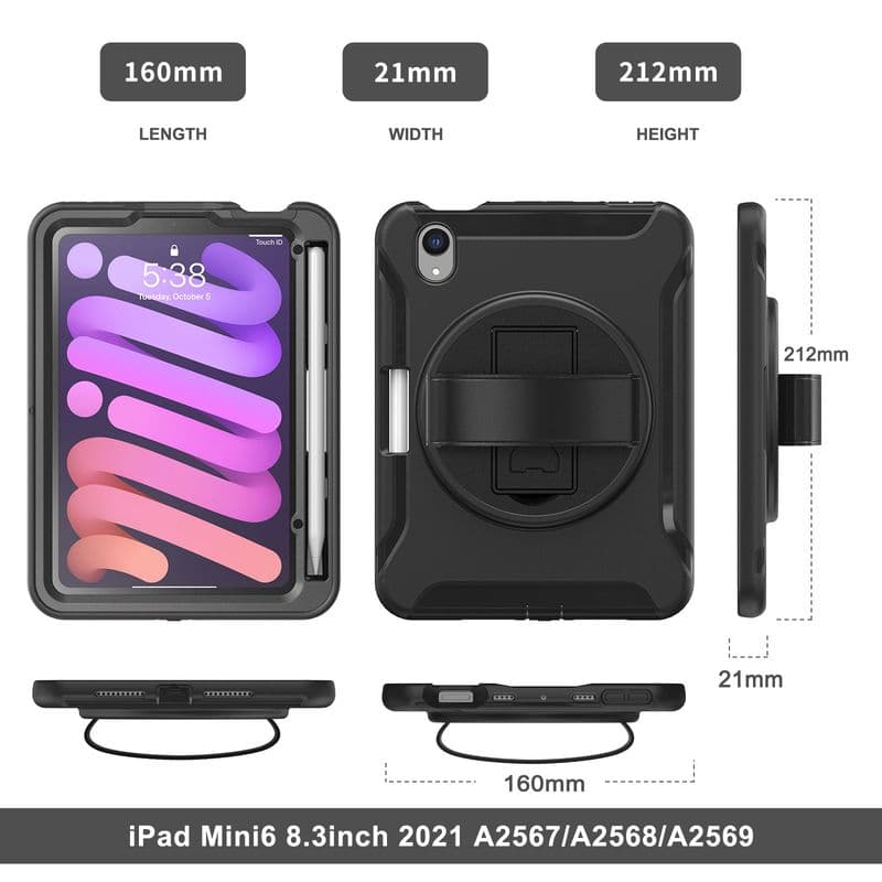 Rugged 360 grip case for the Apple iPad Mini 6 Incl tempered glass ...