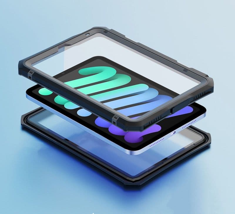 Waterproof case for the iPad mini 6 with strap and stand