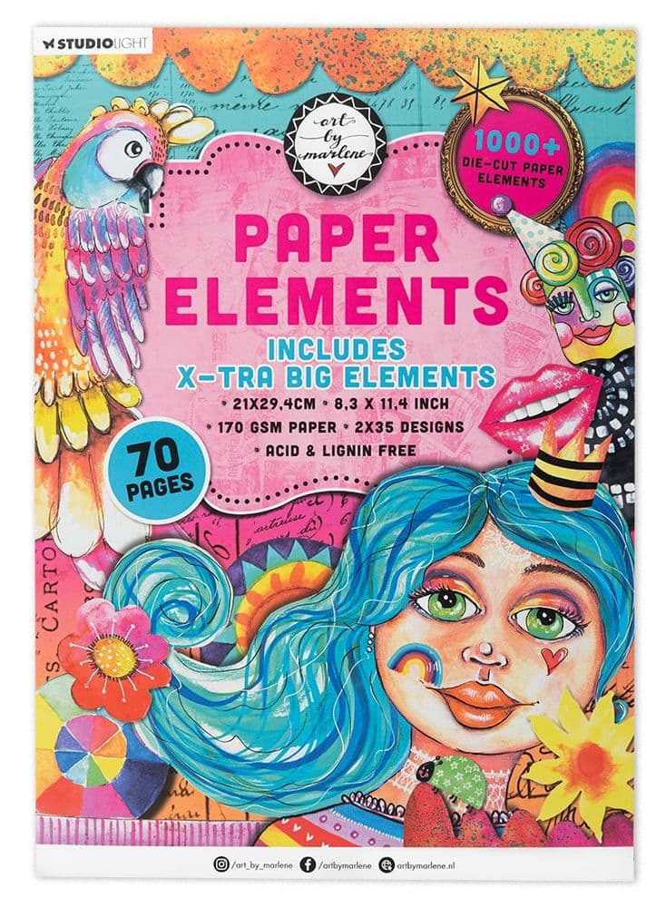Art by Marlene - Die CutPaper Elements Pad - Extra large elements included