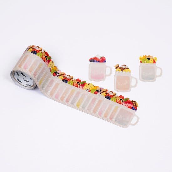 Bande - Masking Roll Washi Stickers - Dessert Fruit Drink in a Glass Jar