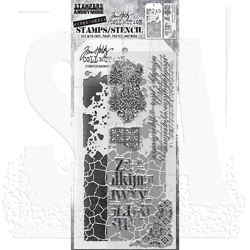 Tim Holtz - Clear Stamp & Stencil Set - 123