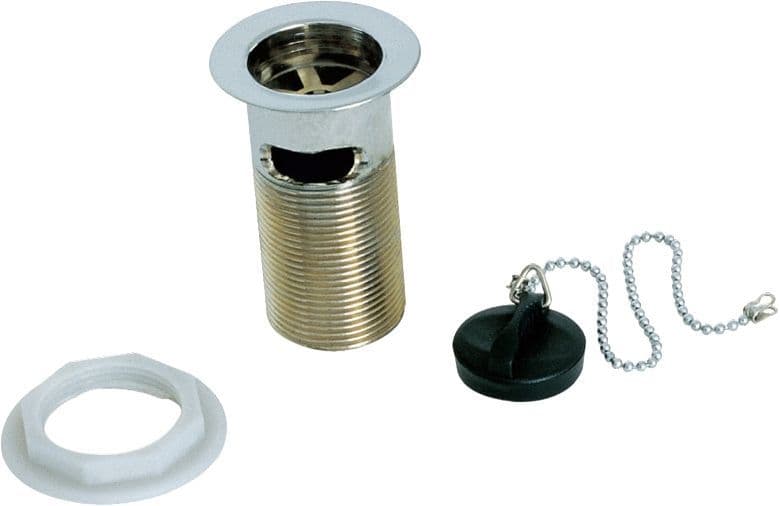 Deva DW300 Slotted Chrome Basin Waste with Black Poly Plug & Chain