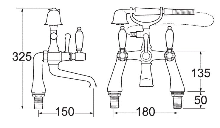 Deva GE03/501 Georgian Traditional Lever Gold Bath Shower Mixer Tap