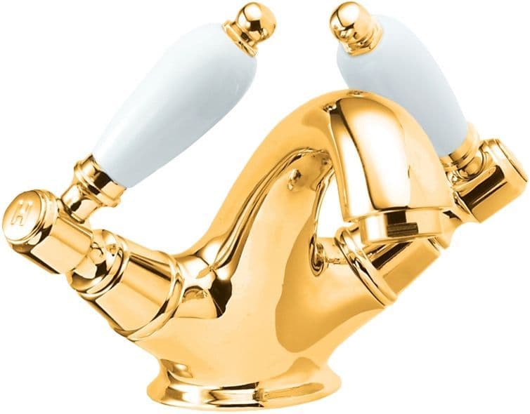 Deva GE04/501 Georgian Traditional Lever Gold Mono Basin Mixer Tap with ...