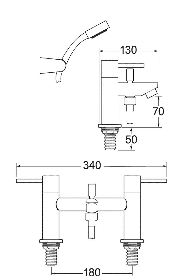 Deva INS106 Insignia Lever Chrome Bath Shower Mixer Tap