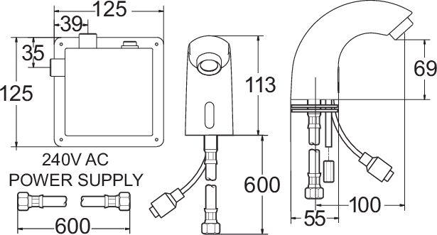 Deva SENSOR2/D Sensor Basin Tap Mains Operated with Battery Backup