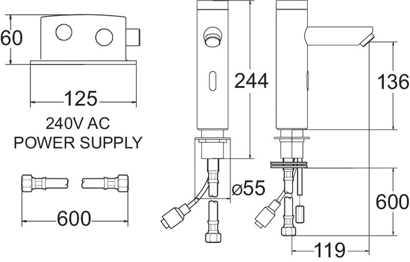 Deva SENSOR4/D Sensor Basin Tap Mains Operated with Battery Backup