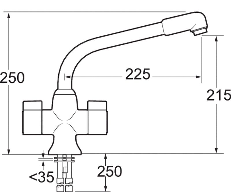Deva SMS172 Chrome Mono Kitchen Sink Mixer Tap with Divided Hot & Cold Flow