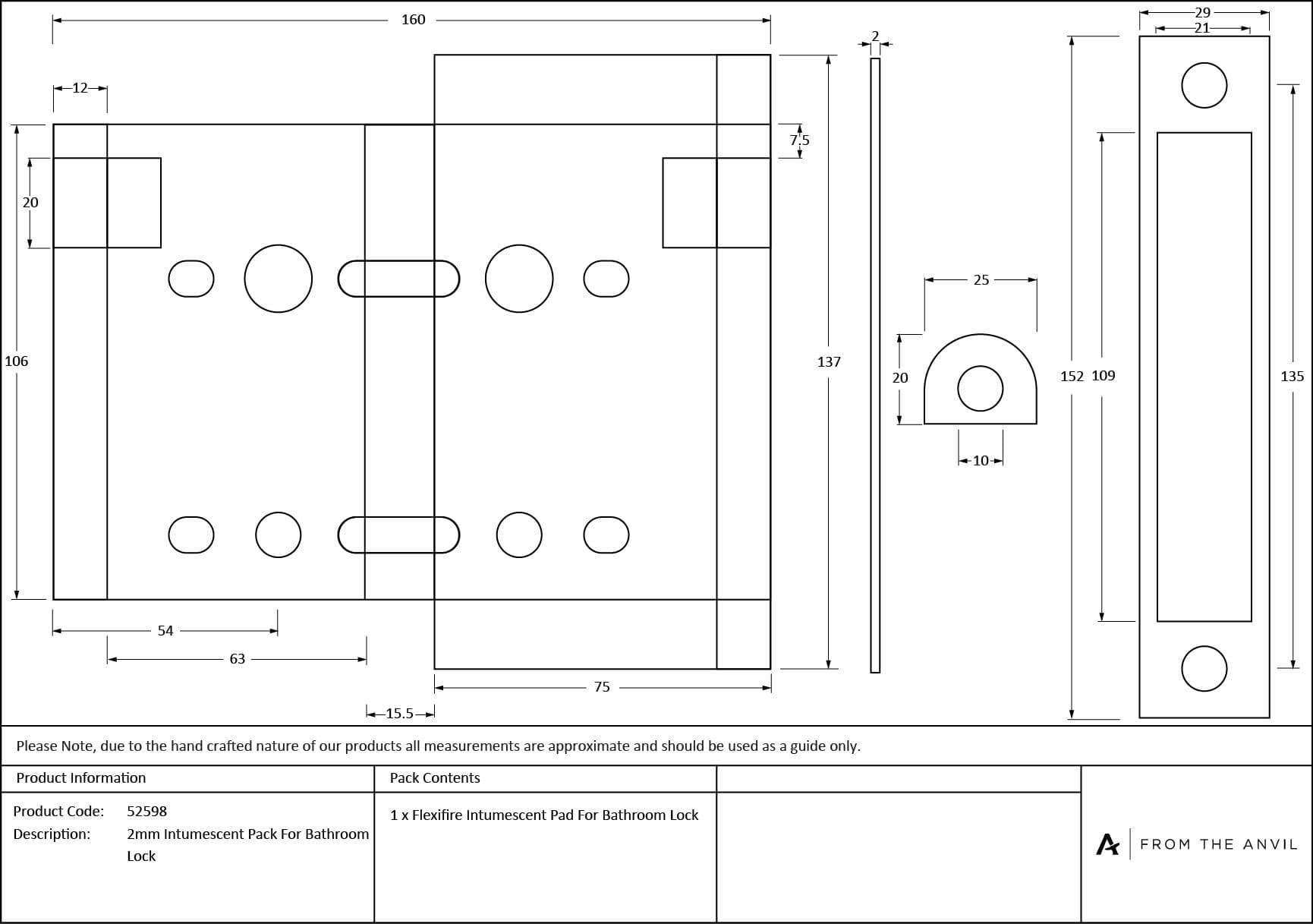 From The Anvil 52598 2mm Intumescent Pack for Anvil Bathroom Locks FD 60