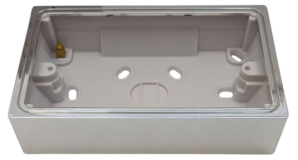 G&H 710SS 2 Gang Brushed Steel Surface Mounted Double 30mm Pattress Box