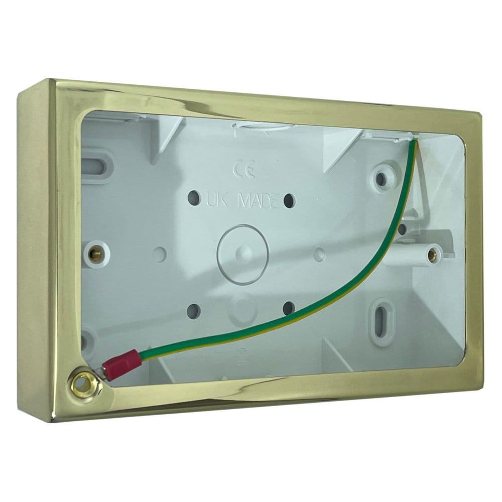 G&H 710PB 2 Gang Polished Brass Surface Mounted Double 30mm Pattress Box