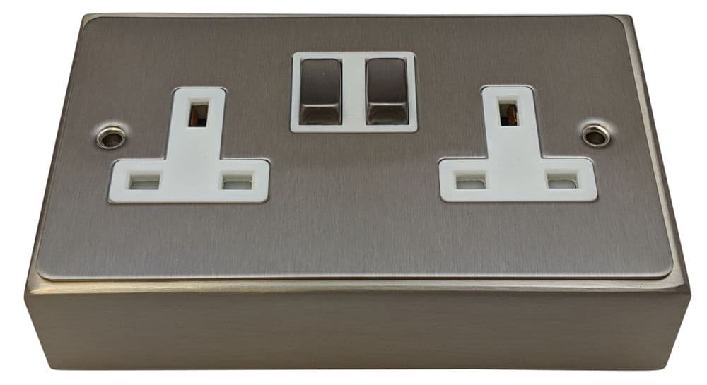 G&H 710SS 2 Gang Brushed Steel Surface Mounted Double 30mm Pattress Box