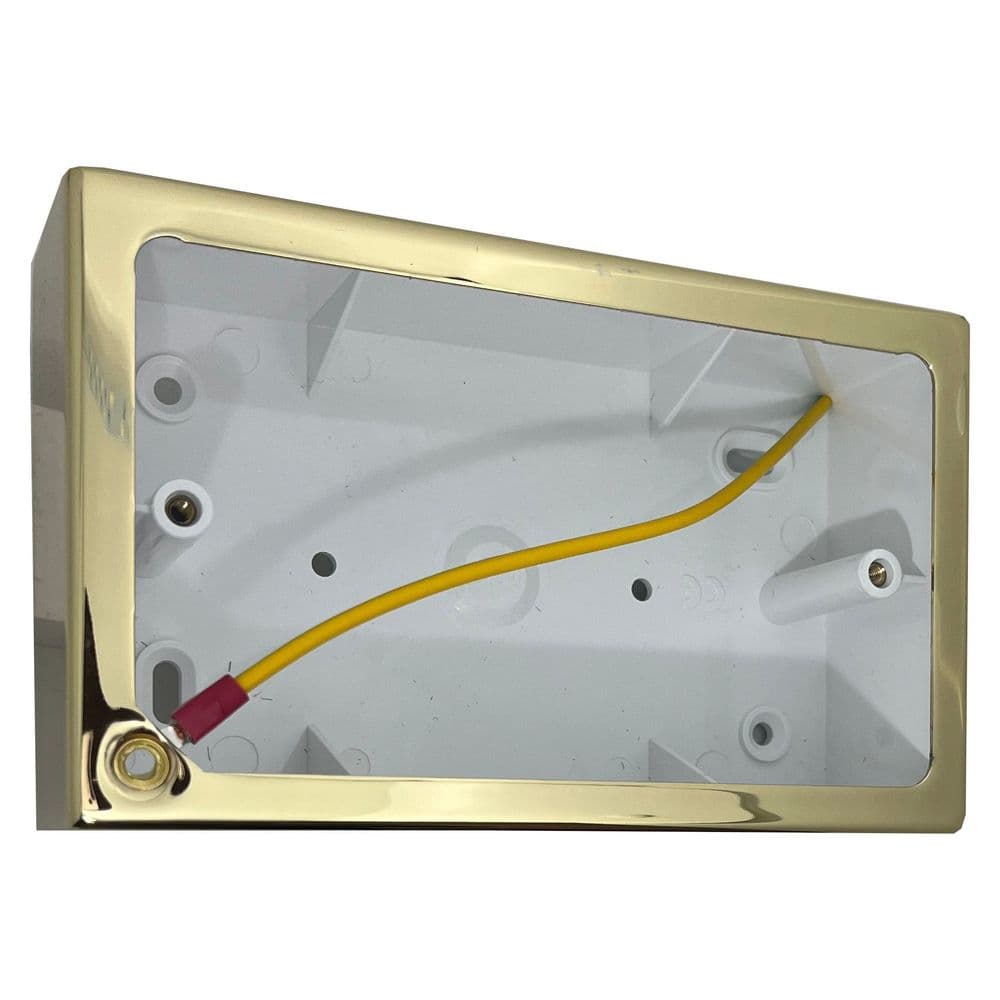 G&H 720PB 2 Gang Polished Brass Surface Mounted Double 44mm Pattress Box