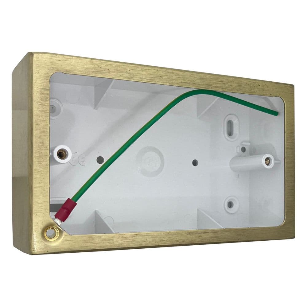 G&H 720SB 2 Gang Satin Brass Surface Mounted Double 44mm Pattress Box