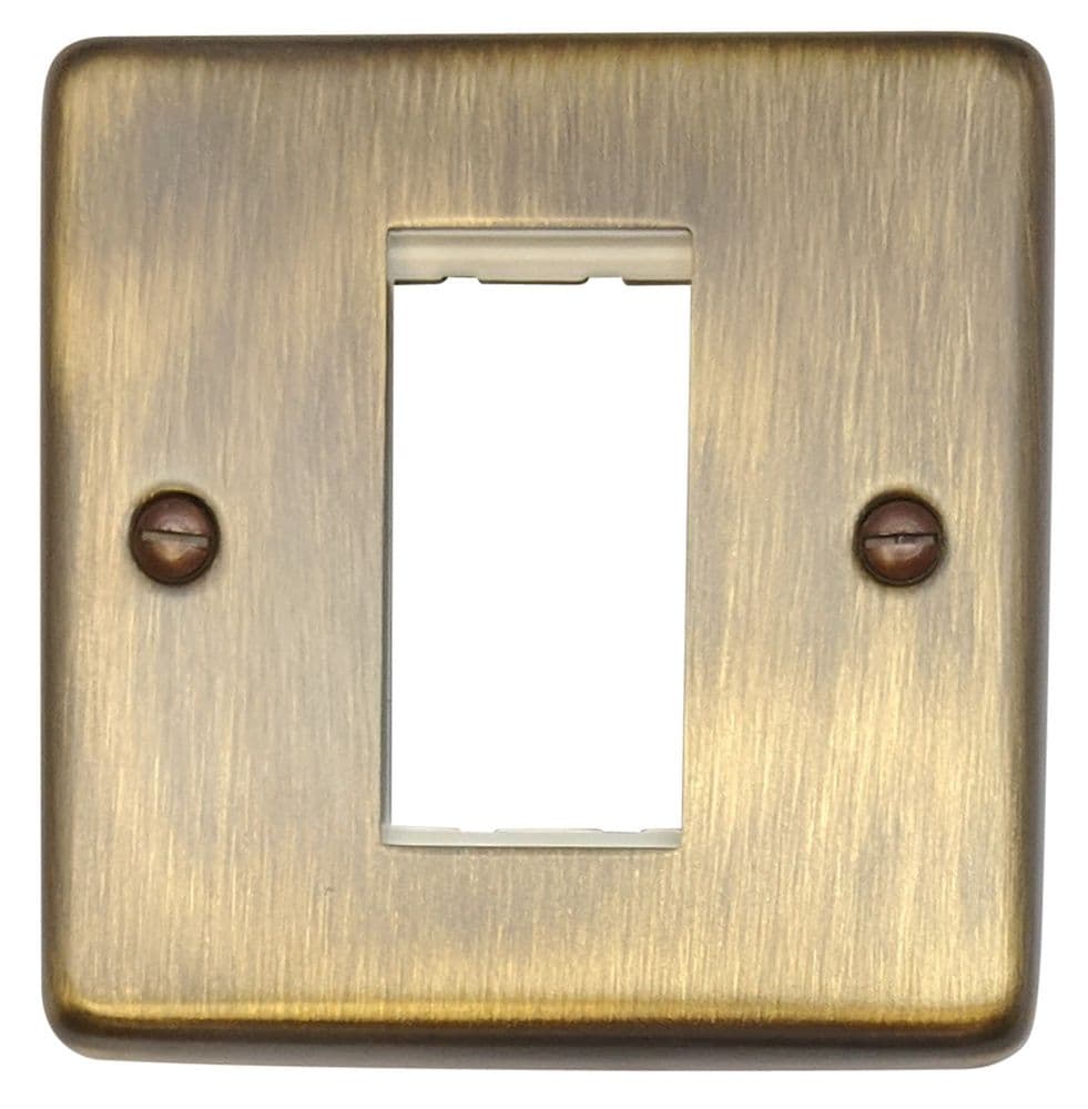 G&H CAB161 Standard Plate Antique Brass 1 Gang 1 Euro Module Plate