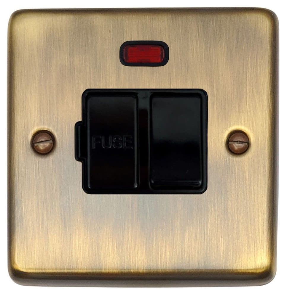 G&H CAB27B Standard Plate Antique Brass 1 Gang Fused Spur 13A Switched ...
