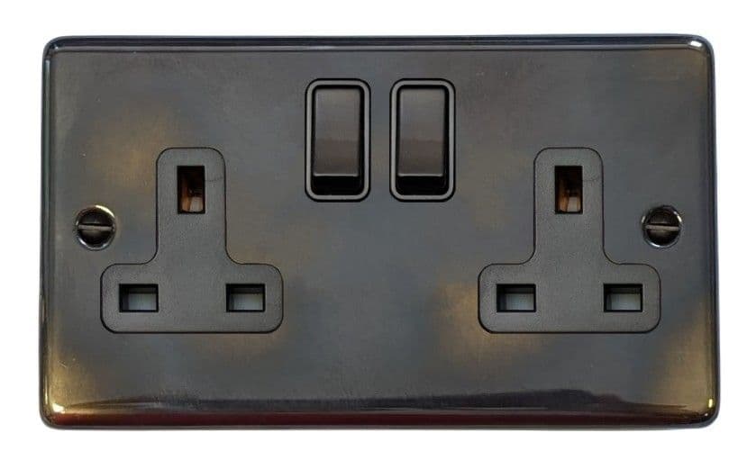 G&H CAN10B Standard Plate Polished Aged Brass 2 Gang Double 13A ...