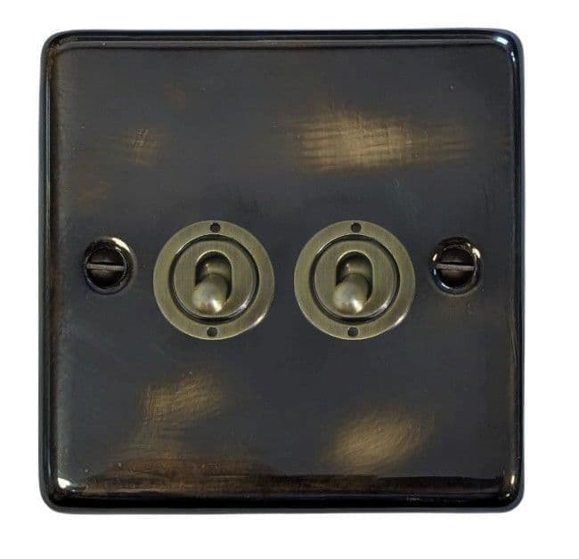G&H CAN10B Standard Plate Polished Aged Brass 2 Gang Double 13A ...