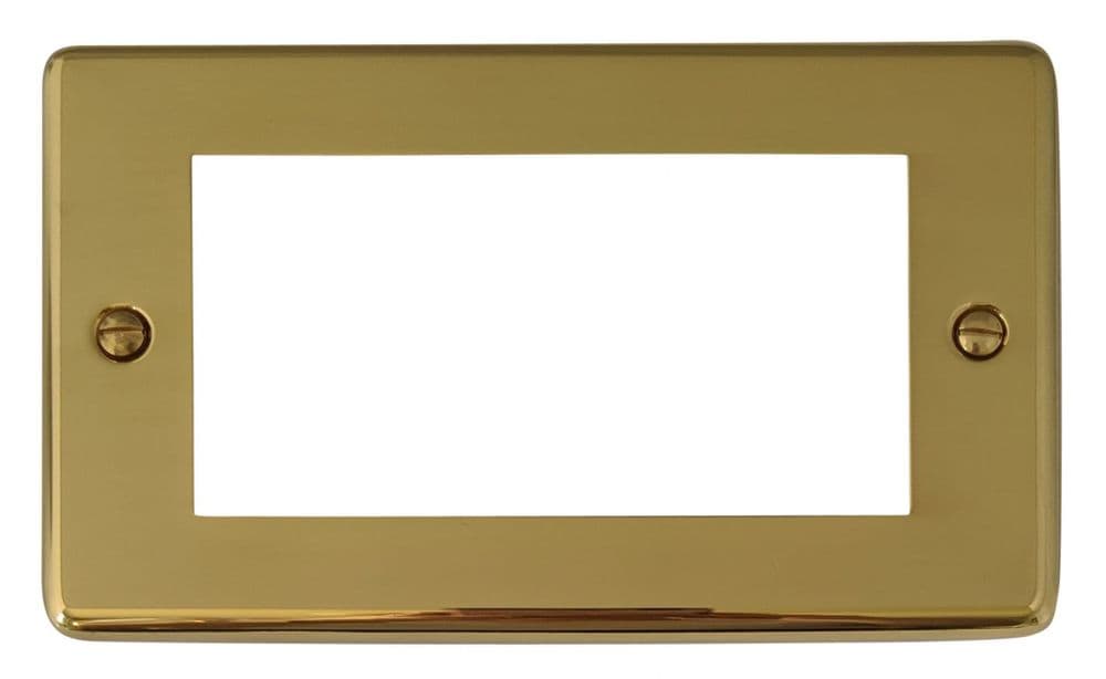 G&H CB164 Standard Plate Polished Brass 2 Gang 4 Euro Module Plate