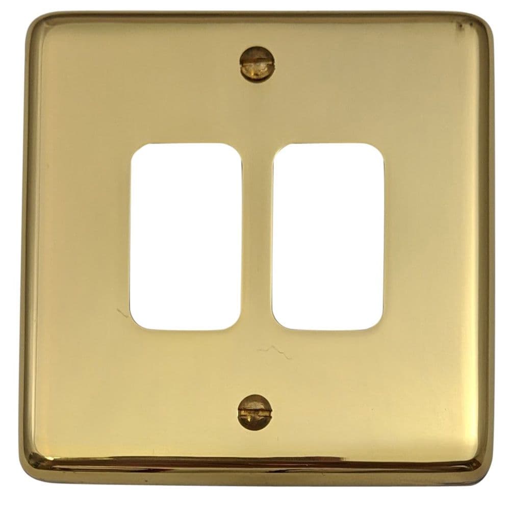 G&H CB72 Standard Plate Polished Brass 2 Gang Grid Plate to suit G&H ...