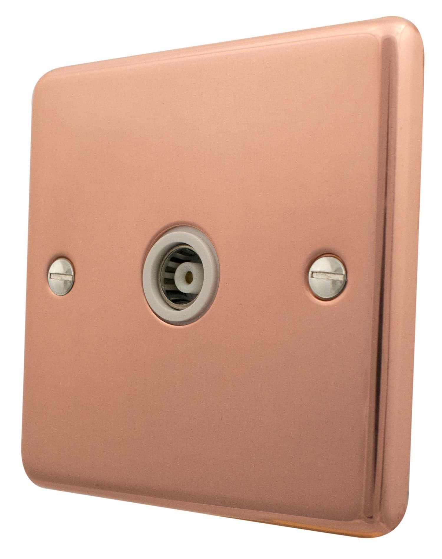 G&H CBCHX35W Standard Plate Copper Hand Waxed 1 Gang TV Coax Socket Point