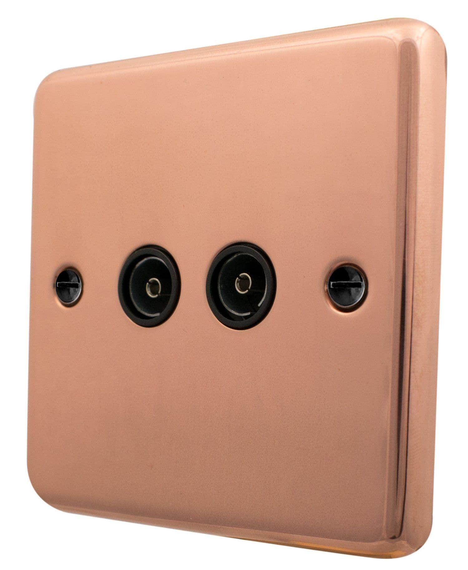 G&H CBCHX36B Standard Plate Copper Hand Waxed 2 Gang TV Coax Socket Point