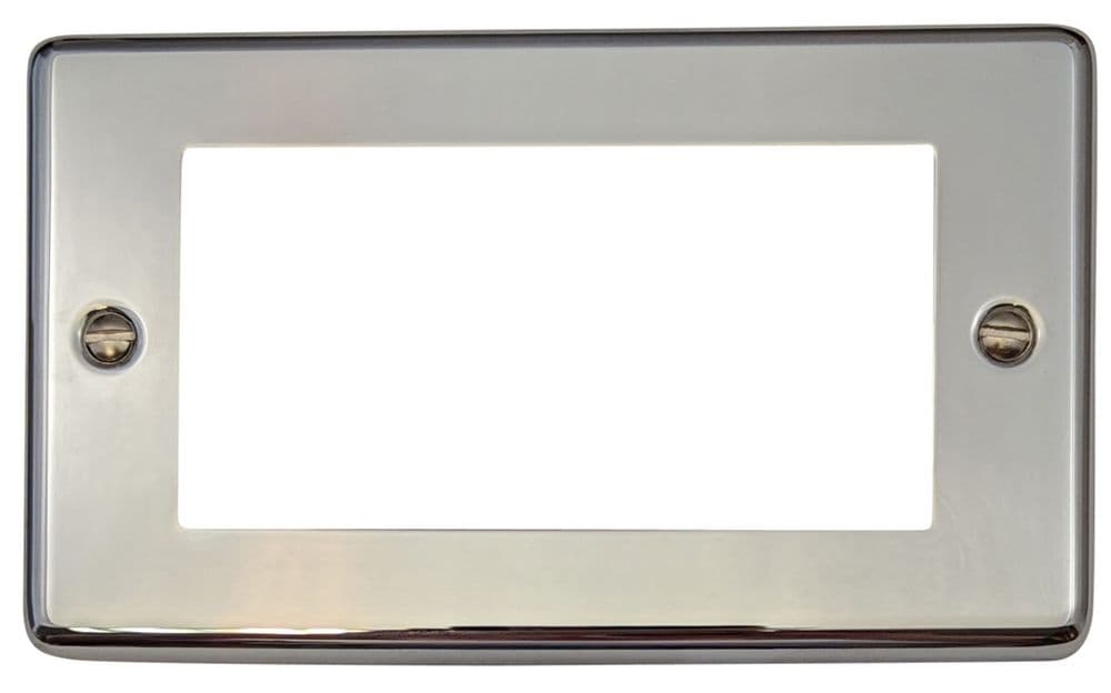 G&H CC164 Standard Plate Polished Chrome 2 Gang 4 Euro Module Plate