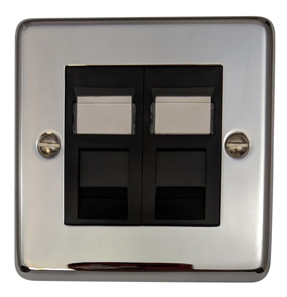 G&H CC62B Standard Plate Polished Chrome 2 Gang RJ45 Cat5e Data Socket ...