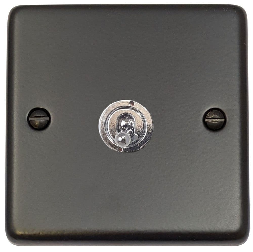 G&H CFB381-PC Standard Plate Matt Black 1 Gang 1 or 2 Way Toggle Light ...