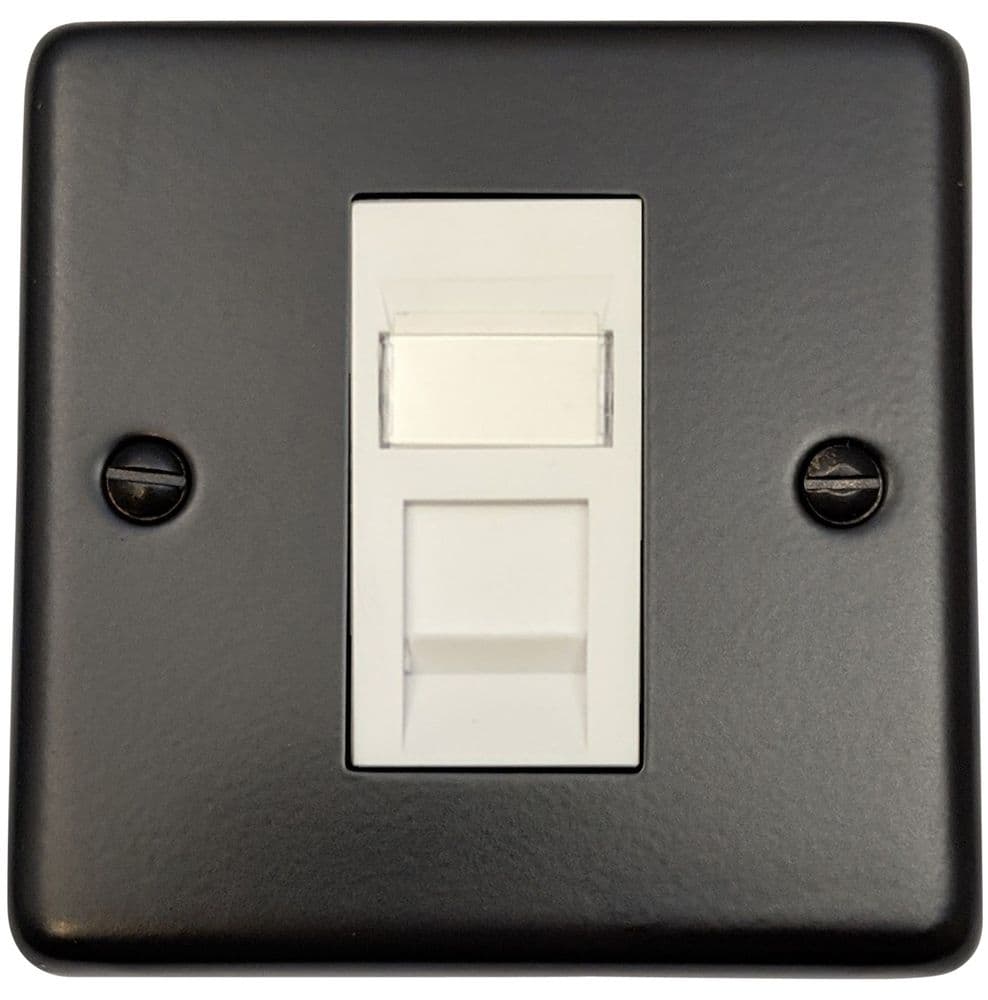 G&H CFB61W Standard Plate Matt Black 1 Gang RJ45 Cat5e Data Socket
