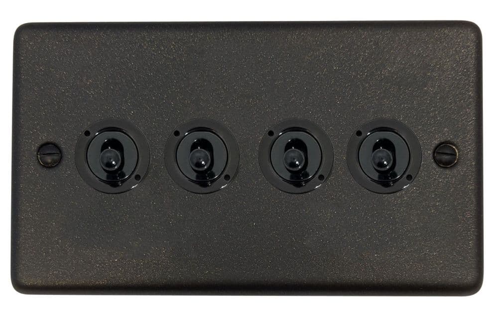 G&H CG384-FBK Standard Plate Graphite 4 Gang 1 or 2 Way Toggle Light Switch