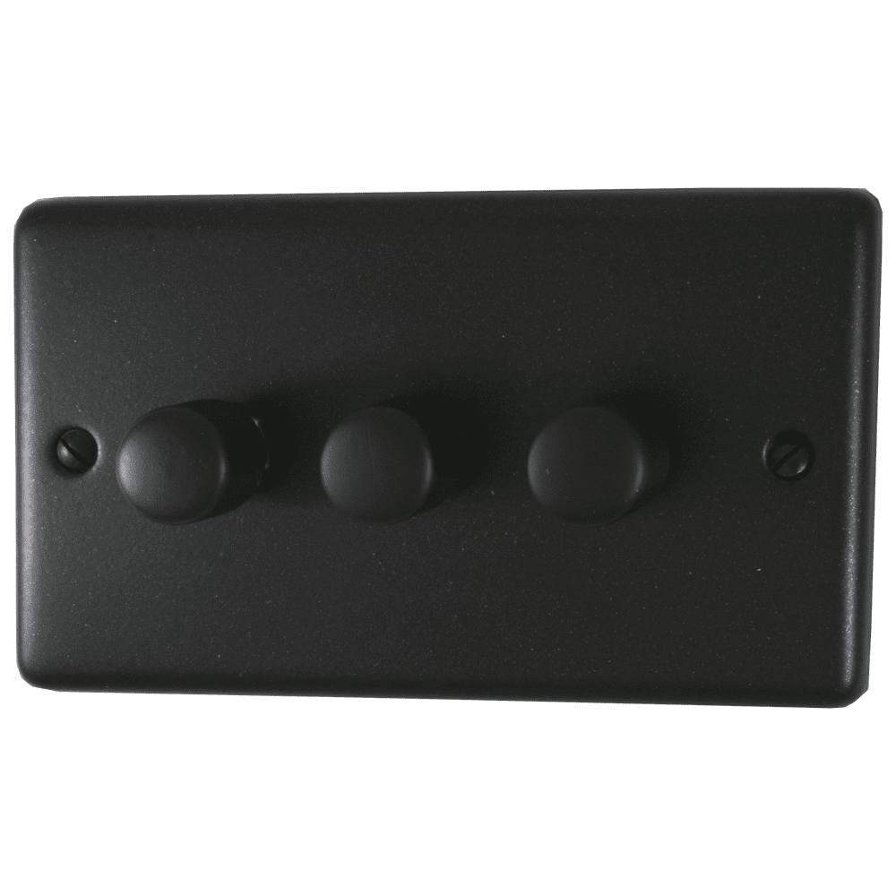 G&H CG523-FBK Standard Plate Graphite 3 Gang 1 or 2 Way LED Dimmer Switch