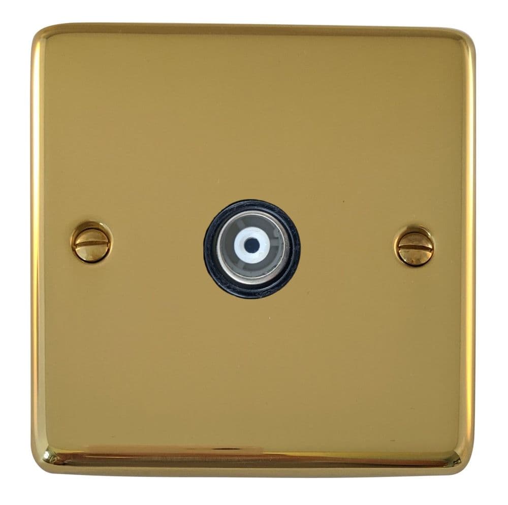 G&H CHX35B Standard Plate Brass Hand Waxed 1 Gang TV Coax Socket Point
