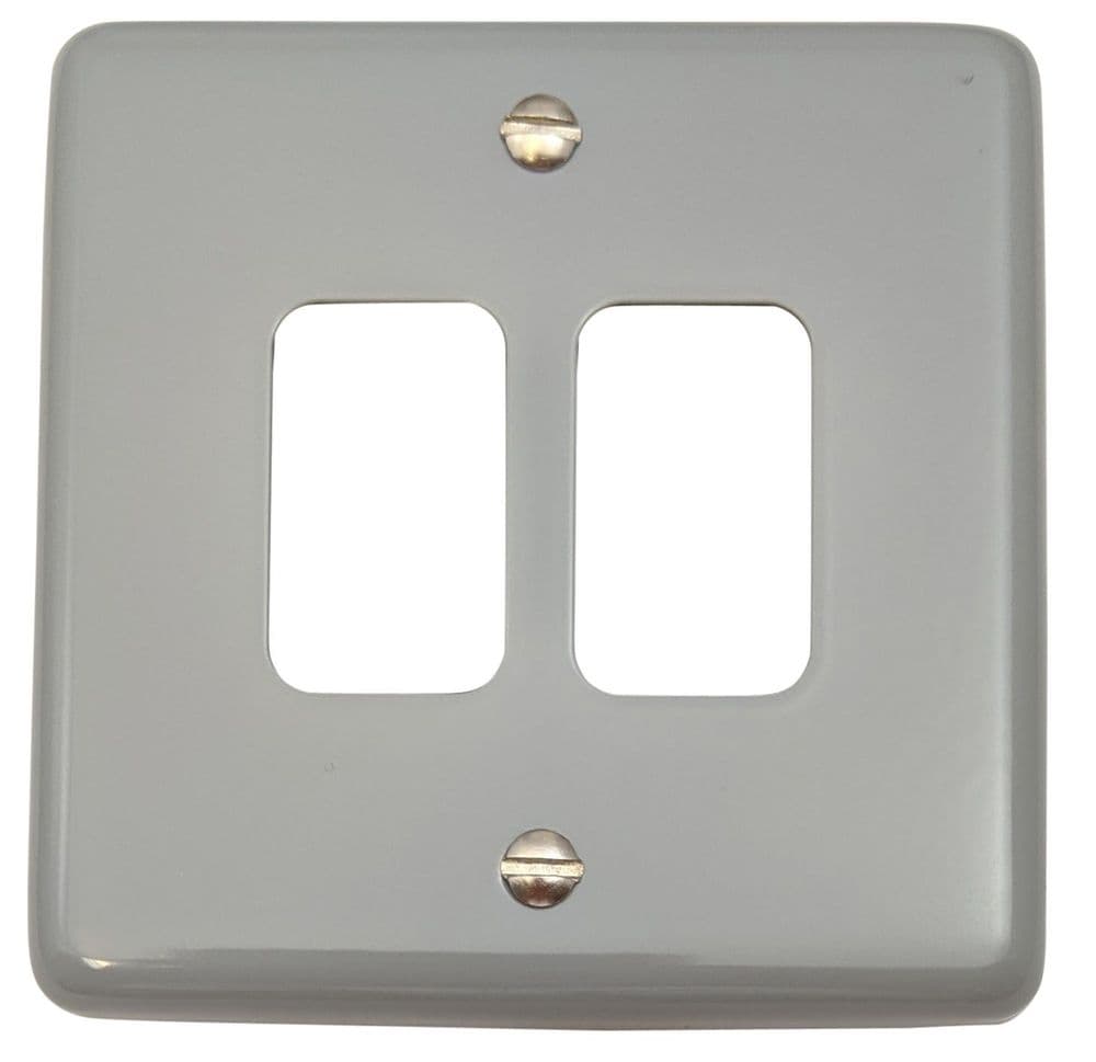 G&H CLG72 Standard Plate Light Grey 2 Gang Grid Plate to suit G&H Grid ...