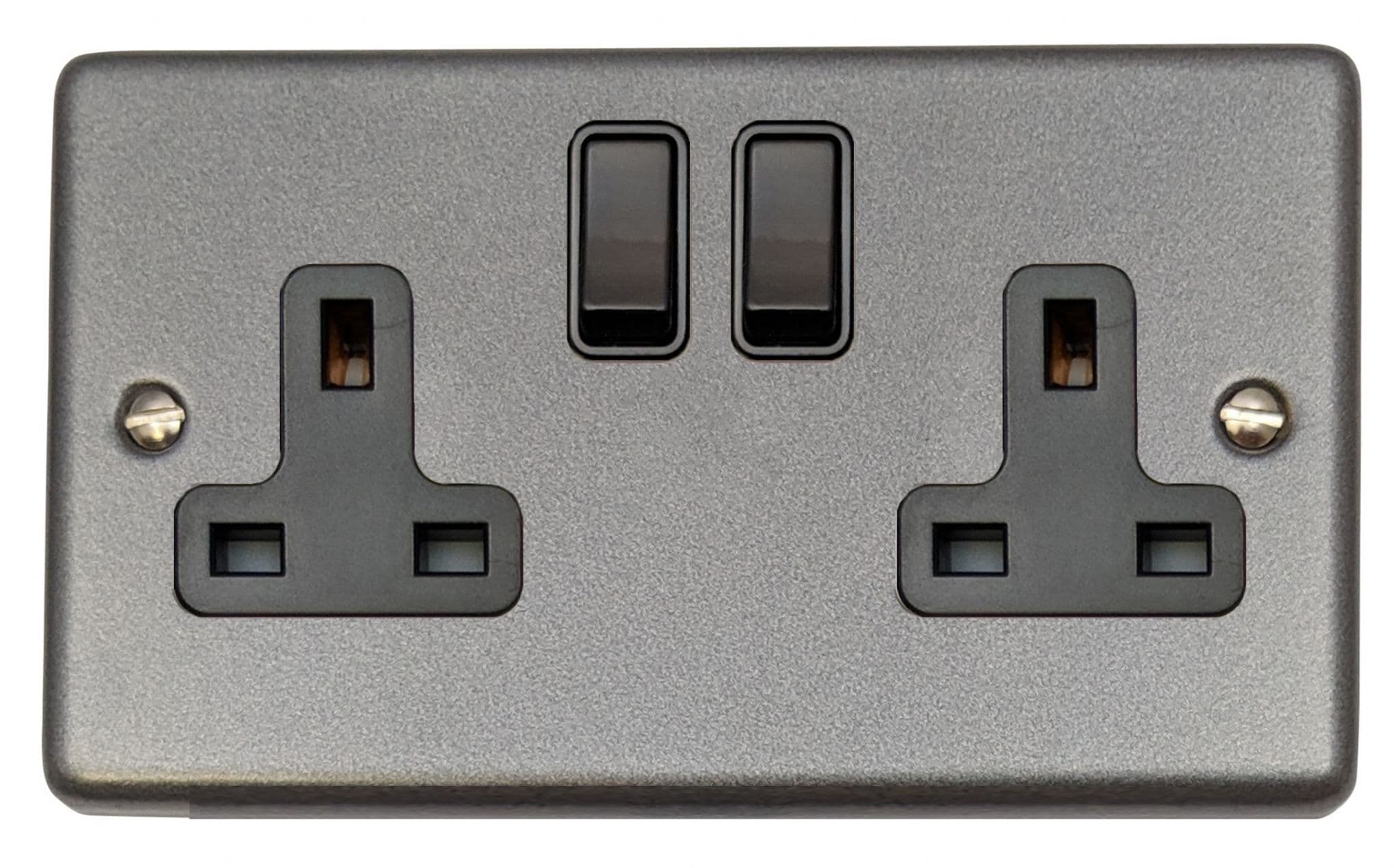 Electrical 2 Gang Plate MC522 BG Metal Clad 13A 2 Gang Switched Socket