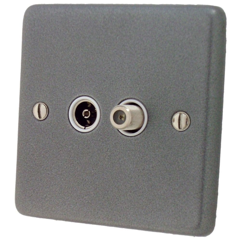 G&H CP38W Standard Plate Pewter 1 Gang TV Coax & Satellite Socket Point