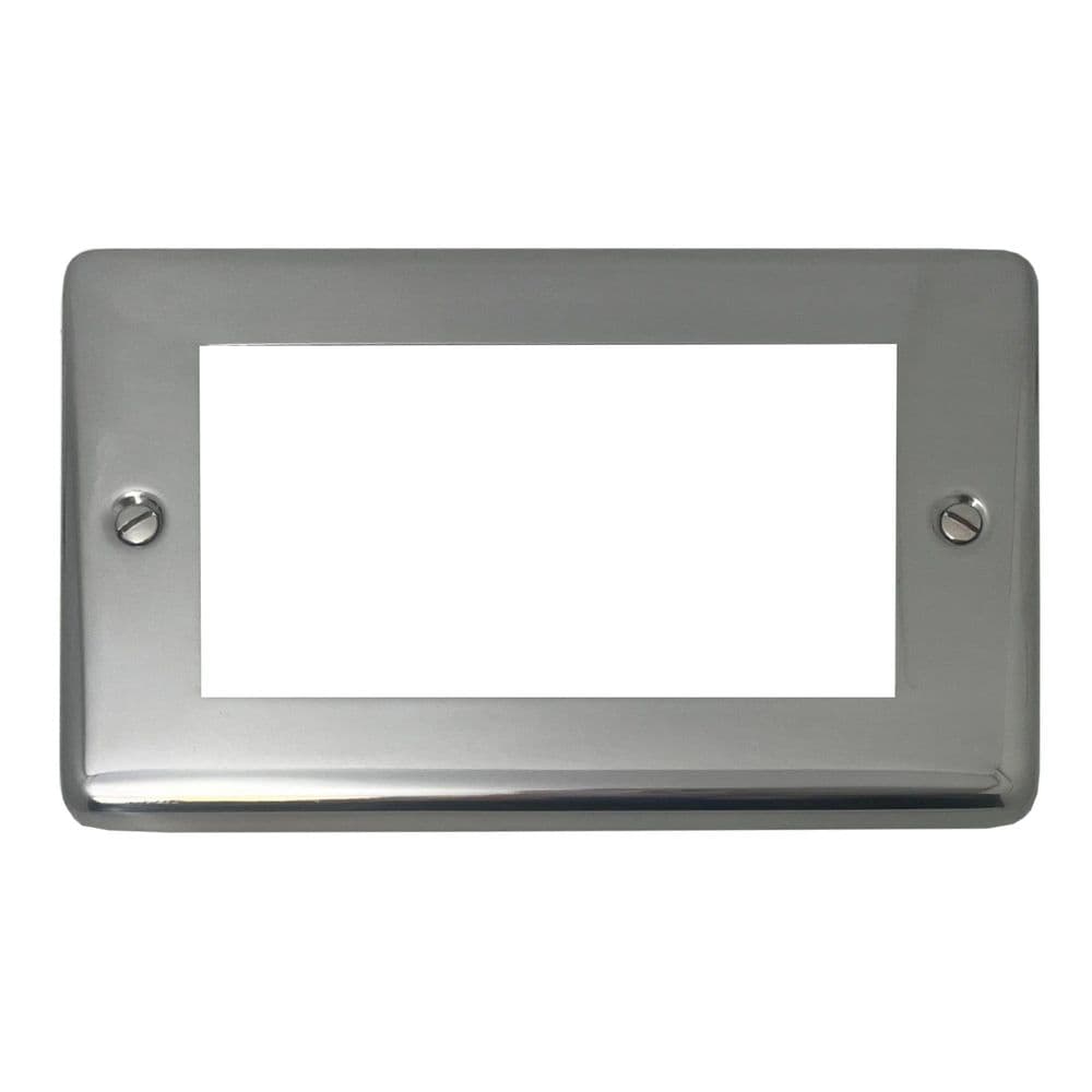 G&H CPS164 Standard Plate Polished Steel 2 Gang 4 Euro Module Plate